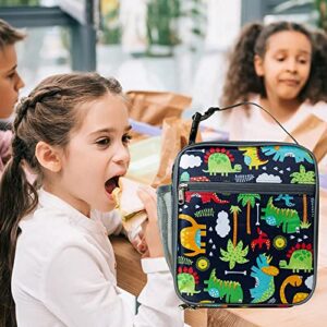 Toddler Lunch Bag for Kids Lunch Box, Dinosaur Lunch Boxes For Boys Lunch Bag,Insulated Reusable Lunch Bag with Waterproof Liner, Thermal Meal Container Tote for Girls & Boys & Women, Dinosaur Style