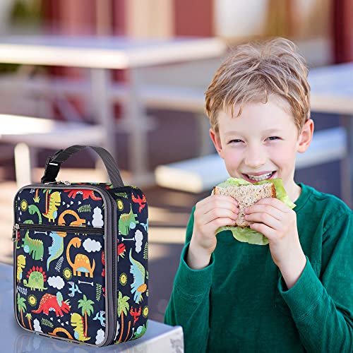 Toddler Lunch Bag for Kids Lunch Box, Dinosaur Lunch Boxes For Boys Lunch Bag,Insulated Reusable Lunch Bag with Waterproof Liner, Thermal Meal Container Tote for Girls & Boys & Women, Dinosaur Style