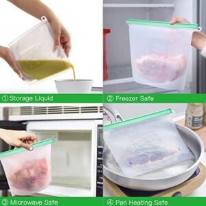 【Upgrade】Cadrim Reusable Extra Thick Silicone Food Storage Bags - 6 Packs Zipper Freezer Bags For Marinate Meats Sandwich, Snack, Cereal,Fruit Meal Prep, Leakproof, Dishwasher-Safe Lunch Storage Bags