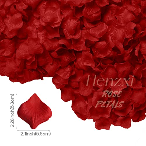 Henzxi 1000 Pcs Dark Red Rose Petals, Artificial Flower Petals, for Romantic Night, Wedding, Event, Party, Valentine Decor (1000 Pcs, Dark Red)