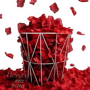 Henzxi 1000 Pcs Dark Red Rose Petals, Artificial Flower Petals, for Romantic Night, Wedding, Event, Party, Valentine Decor (1000 Pcs, Dark Red)