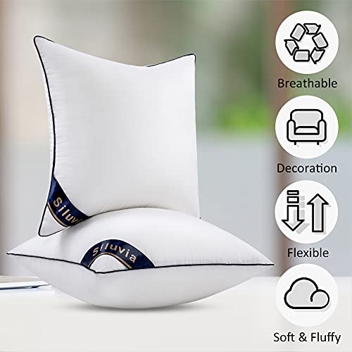 Siluvia 20"x20" Pillow Inserts Set of 2 Decorative 20" Pillow Inserts-Square Interior Sofa Throw Pillow Inserts Decorative White Pillow Insert Pair Couch Pillow (2, 20"x20" ,2Pack)