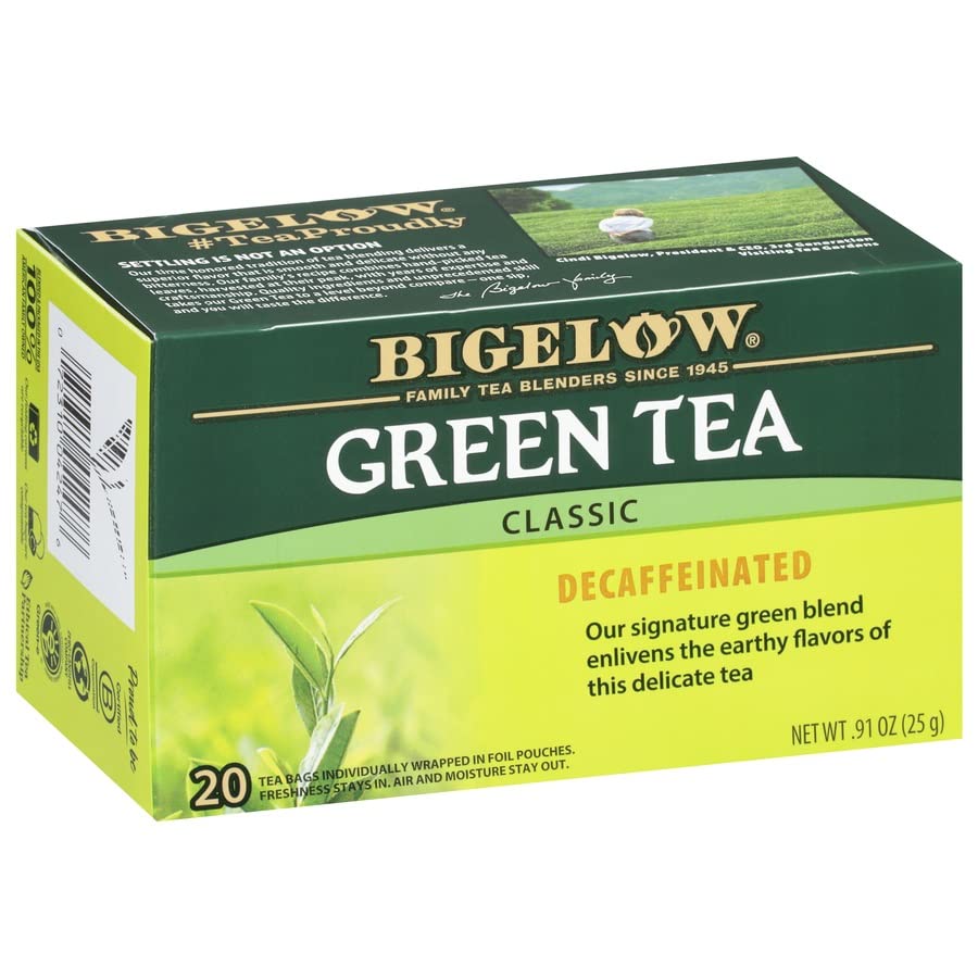 Bigelow Classic Green Tea, Decaffeinated, 20 Count (Pack of 6), 120 Total Tea Bags