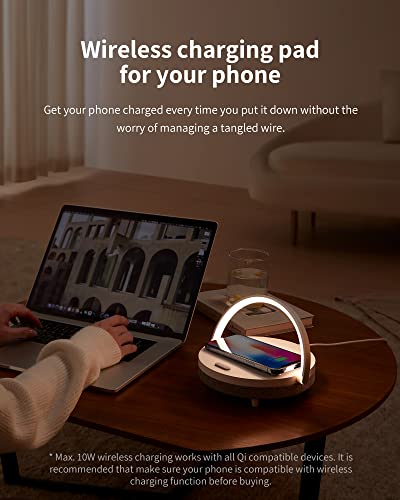 LED Night Light, EZVALO Music Bedside Lamp with Wireless Charger, 4 in 1 Touch Lamp, Portable Bluetooth Speaker, Phone Holder, Dimmable Wireless Charging Lamp Birthday Gifts for Women, Men, Dad, Mom