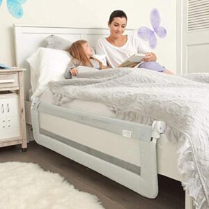 Bed Rail for Toddlers - Extra Long Toddler Bedrail Guard for Kids Twin, Double, Full Size Queen & King Mattress - Baby Bed Rails for Children (Grey XL)