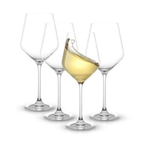 joyjolt layla white wine glasses, set of 4 italian wine glasses, 13.5 oz clear wine glasses – made in europe