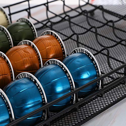 HiveNets Nespresso Vertuoline Capsule Storage Drawer Vertuo Coffee Holder Metal Multiple Flavors Pods Organizer 40 Pcs Capacity