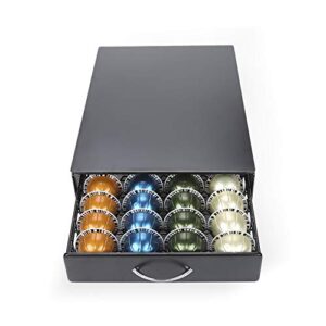 HiveNets Nespresso Vertuoline Capsule Storage Drawer Vertuo Coffee Holder Metal Multiple Flavors Pods Organizer 40 Pcs Capacity