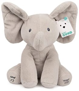 gund baby official animated flappy the elephant stuffed animal baby toy plush for baby boys and girls, gray, 12″ (song styles may vary)