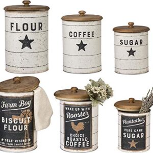 Primitives by Kathy Farmhouse Tin Canisters, Sugar, Coffee, Flour