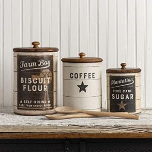 Primitives by Kathy Farmhouse Tin Canisters, Sugar, Coffee, Flour