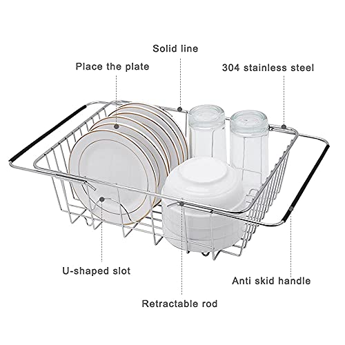 NDYKWL 3-in-1 Dish Drying Rack, Dish Drainer in Sink, Dish Rack Over The Sink or On Counter , Rustproof, Easy to Clean, Save Counter Space for Kitchen