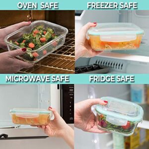 Vallo Large Glass Food Storage Container with Snap Lock Lids for Leftovers - Safe for Microwave, Oven, Dishwasher, Freezer - BPA Free - Airtight & Leakproof [2 Pack]