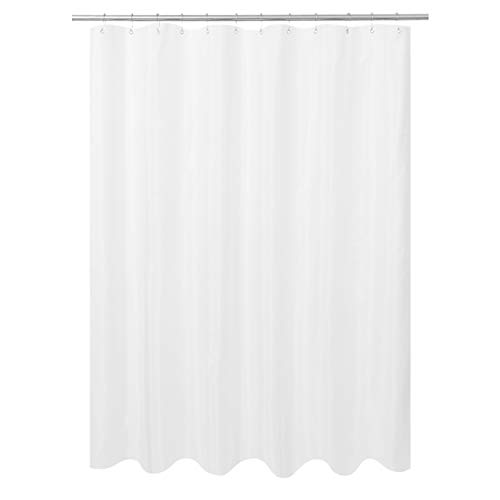 N&Y HOME Ultimate Waterproof Fabric Shower Curtain or Liner, Machine Washable, Breathable Fabric TPU Lining Bath Tub Shower Liner, White, 72x72 inch