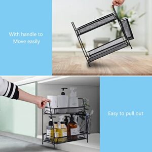 LEMIKKLE Countertop Organizer for Bathroom Counter, The Organizer for Bedroom, Spice Rack Organizer for Kitchen Counter Shelf with Small Basket(Black)