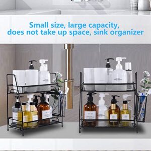 LEMIKKLE Countertop Organizer for Bathroom Counter, The Organizer for Bedroom, Spice Rack Organizer for Kitchen Counter Shelf with Small Basket(Black)