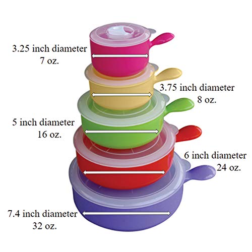 Evelots Set of 5 Microwave/Freezer Bowls-With Lids-Food Container-BPA Free Plastic