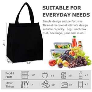 Flagsky Lunch Bag for Women Men Kids Adults Unisex,Lunch Box for Office Work School Picnic ,Waterproof Reusable Lunch Tote Bags Travel Soft Cooler Bag (1Pcs black)