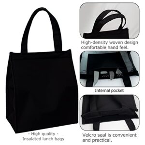 Flagsky Lunch Bag for Women Men Kids Adults Unisex,Lunch Box for Office Work School Picnic ,Waterproof Reusable Lunch Tote Bags Travel Soft Cooler Bag (1Pcs black)