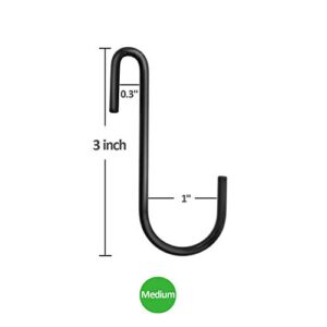 24 Pack ESFUN 3 inch Heavy Duty S Hooks Black Pan Pot Holder Rack Hooks S Shaped Hanging Hooks Hangers for Kitchenware Spoons Pans Pots Utensils Clothes Bags Towels Plants