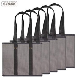 5 Pack Large Reusable Grocery Bags Foldable Durable Heavy Duty Tote Bag Set Eco Friendly Collapsible Shopping Cart Boxes Storage Bins Cubes with Long Handles Reinforced Bottom