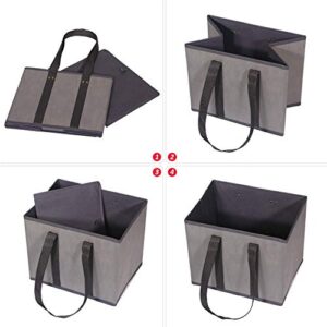 5 Pack Large Reusable Grocery Bags Foldable Durable Heavy Duty Tote Bag Set Eco Friendly Collapsible Shopping Cart Boxes Storage Bins Cubes with Long Handles Reinforced Bottom