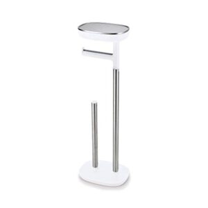 joseph joseph 70518 easystore butler toilet paper holder stand and spare roll storage with shelf and drawer, stainless steel