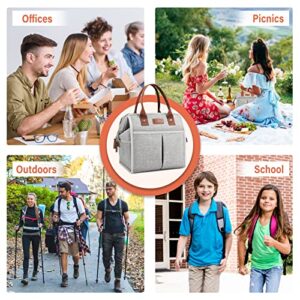 EASYFUN Lunch Bag for Women & Men, Large Insulated Lunch Box Cooler Tote Bags, Adult Reusable Lunch Boxes with Water Resistant for Work, School, Travel and Picnic (Grey)