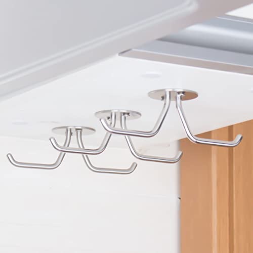 simpletome Mug Hooks Under Cabinet Coffee Cup Organizer Ceiling Storage Hanger for Office Cafe Bar Kitchen Utensils (3Pack, SUS304 Stainless Steel)