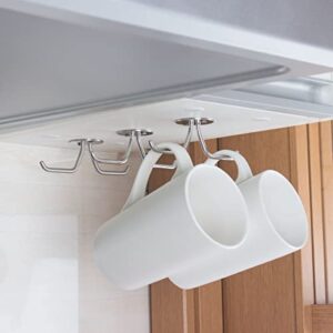 simpletome Mug Hooks Under Cabinet Coffee Cup Organizer Ceiling Storage Hanger for Office Cafe Bar Kitchen Utensils (3Pack, SUS304 Stainless Steel)