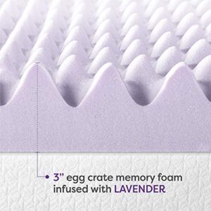 Best Price Mattress 3 Inch Egg Crate Memory Foam Mattress Topper with Soothing Lavender Infusion, CertiPUR-US Certified, Queen