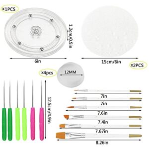 Cookie Decorating Kit Supplies Including 1 Acrylic Cookie Turntable 6 Cookie Scribe Needle2 Silicone Mesh Mats 6 Cookie Decoration Brushes 4 Rubber Feet Bumpers