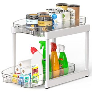 eiounie 2-tier under sink organizer, sliding under sink organizers and storage, under cabinet organizer baskets with 2 drawers, under sink storage for bathroom, kitchen, countertop