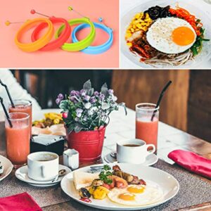 Emoly Silicone Egg Ring, Egg Rings Non Stick, Egg Cooking Rings, Perfect Fried Egg Mold or Pancake Rings (New,4pcs), Multicolor