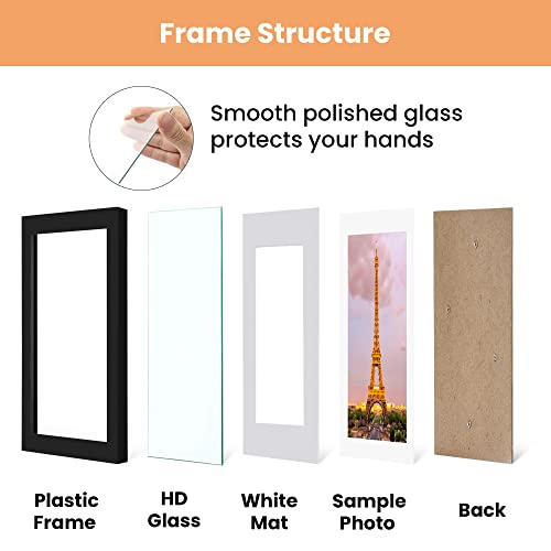 upsimples 8.5x11 Picture Frame Set of 3, Made of High Definition Glass for 6x8 with Mat or 8.5x11 Without Mat, Wall Mounting Photo Frames, Black