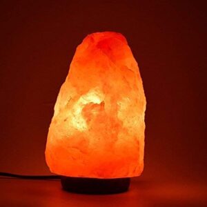 7 Inch Himalayan Salt Lamp with Dimmer Cord - Night Light Natural Crystal Rock Classic Wood Base Authentic from Pakistan