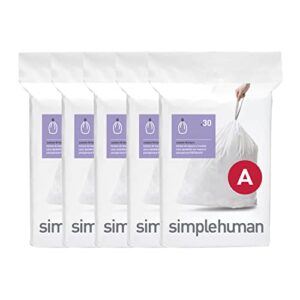 simplehuman code a custom fit drawstring trash bags in dispenser packs, 150 count, 4.5 liter / 1.2 gallon, white