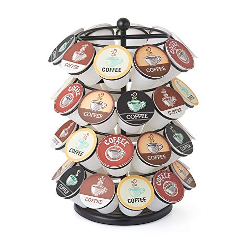 Nifty Coffee Pod Carousel – Compatible with K-Cups, 40 Pod Pack Storage, Spins 360-Degrees, Lazy Susan Platform, Modern Black Design, Home or Office Kitchen Counter Organizer