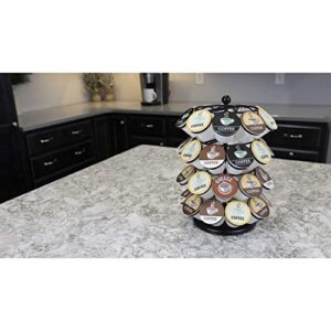 Nifty Coffee Pod Carousel – Compatible with K-Cups, 40 Pod Pack Storage, Spins 360-Degrees, Lazy Susan Platform, Modern Black Design, Home or Office Kitchen Counter Organizer