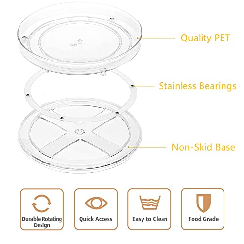 Rarapop 3 Pack Clear Lazy Susan Organizer Turntable 10.6 Inch, Rotating Spice Rack Spinning Bins for Cabinets Kitchen, Countertop, Bathroom, Makeup, Pantry Organization and Storage