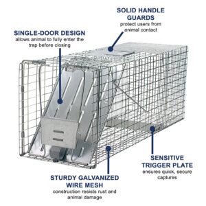 Havahart 1079SR Large 1-Door Humane Catch and Release Live Animal Trap for Raccoons, Cats, Bobcats, Beavers, Small Dogs, Groundhogs, Opossums, Foxes, Armadillos, and Similar-Sized Animals