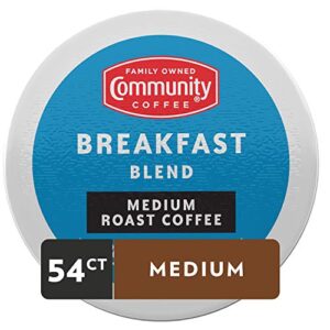 Community Coffee Breakfast Blend 54 Count Coffee Pods, Medium Roast, Compatible with Keurig 2.0 K-Cup Brewers, 1 Box of 54 Pods