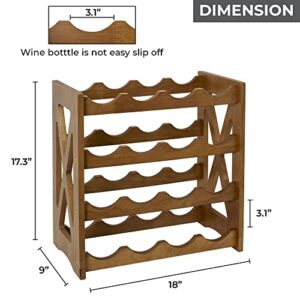 NHZ Wine Rack freestanding Floor, Wooden Wine Rack, Sturdy and Durable Wine Storage Cabinet Shelf, Wine Racks Countertop - 4 Tiers 16 Bottle Wine Holder for Kitchen, Pantry, Cellar.