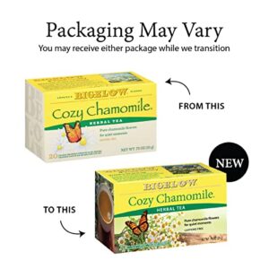 Bigelow Cozy Chamomile Herbal Tea, Caffeine Free, 20 Count (Pack of 6), 120 Total Tea Bags