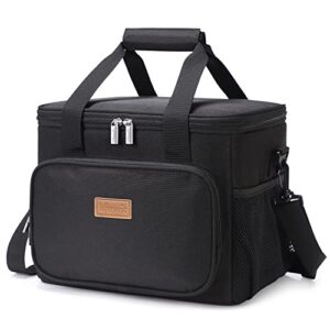 lifewit large lunch bag 24-can (15l) insulated lunch box soft cooler cooling tote for adult men women, black