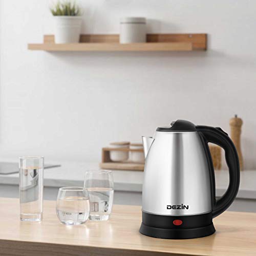 DEZIN Electric Kettle Upgraded, BPA Free 2L Stainless Steel Tea Kettle, Fast Boil Water Warmer with Auto Shut Off and Boil Dry Protection Tech for Coffee, Tea, Beverages