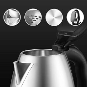 DEZIN Electric Kettle Upgraded, BPA Free 2L Stainless Steel Tea Kettle, Fast Boil Water Warmer with Auto Shut Off and Boil Dry Protection Tech for Coffee, Tea, Beverages