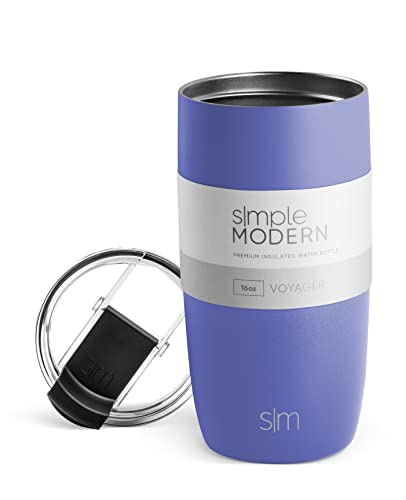 Simple Modern Travel Coffee Mug Tumbler with Flip Lid | Reusable Insulated Stainless Steel Thermos Cold Brew Iced Coffee Cup | Gifts for Women Men Him and Her | Voyager Collection | 16oz | Very Peri