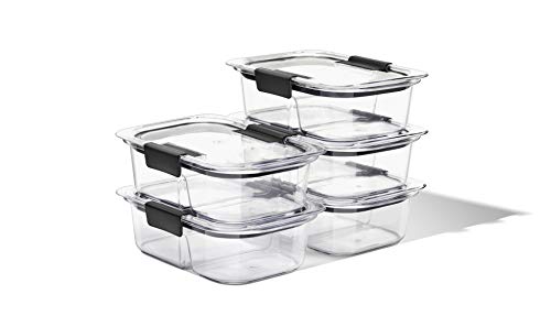 Rubbermaid 5-Piece Brilliance Food Storage Containers for Meal Prep with 2 Compartments and Lids, Dishwasher Safe, 2.85-Cup(675ml), Clear/Grey, 5 count (Pack of 1)