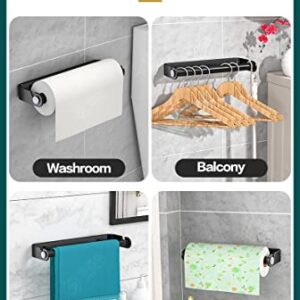 Paper Towel Holder Under Cabinet for Kitchen,Wall Mount Paper Towel Holder Paper Roll Holder,Self Adhesive or Screw Mounting Paper Towel Holder Wall Mount for Kitchen, Pantry, Sink, Bathroom (Black)